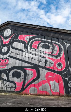 Alaska, Annette Island, Metlakatla. Traditional Tsimshian totem poles ...