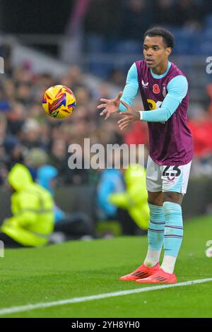 Lucas Pires of Burnley (R) in action against Cian Ashford of Cardiff ...