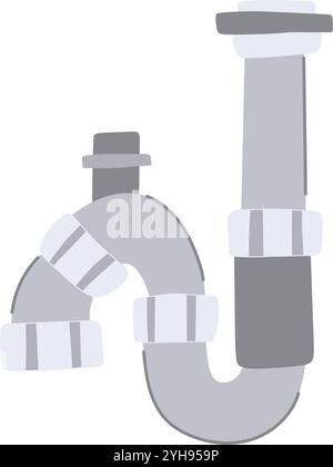 pipe waste drain trap cartoon vector illustration Stock Vector Image ...