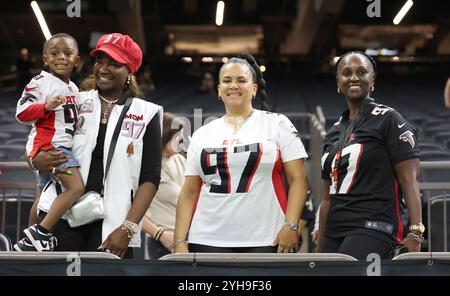 A group of Atlanta Falcons fans show support for their team during a ...