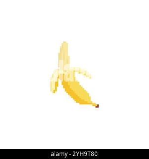 Pixel icon. Peeled banana fruit. Fruit diet and healthy eating. Simple ...
