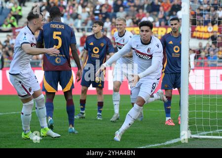 Bologna's Santiago Castro celebrates after scoring during a Serie A ...