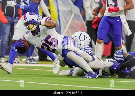 Buffalo Bills running back Ty Johnson is pushed out of bounds as Kansas ...