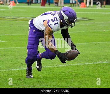 Minnesota Vikings linebacker Blake Cashman moves across the field ...