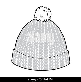 Bobble Hat with pompom. Knitted Winter Head Fashion accessory cap ...
