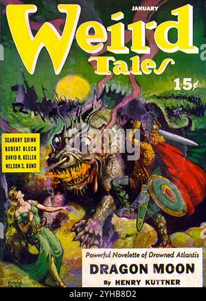 A vintage magazine cover of Weird Tales, from July 1951. The cover ...