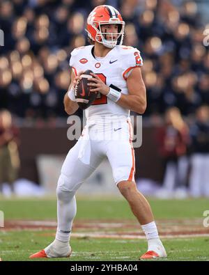 Clemson quarterback Cade Klubnik (2) looks to pass during the first half against Texas in the ...