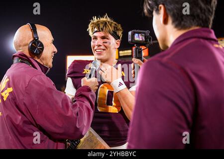 Arizona State quarterback Sam Leavitt warms up prior to an NCAA ...