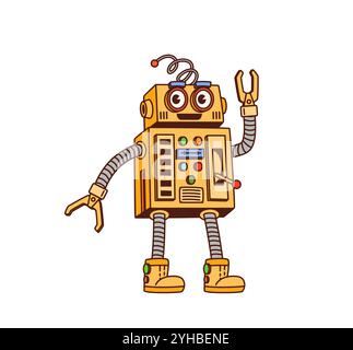 Cartoon retro groovy robot character, cute psychedelic AI toy, vintage ...