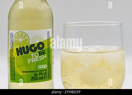 Hugo by Italian Coop. Wine based flavored drink on white background ...