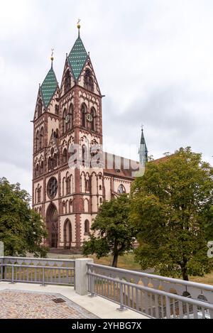 Germany, Freiburg, The Church of the Sacred Heart with its two ...