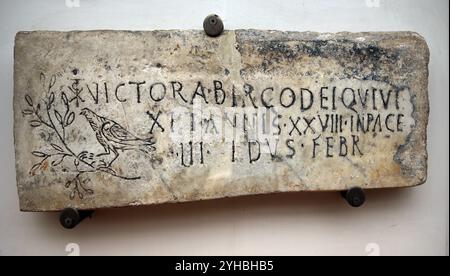 Early Christian. Roman tombstone with Christian iconography. Monogram ...