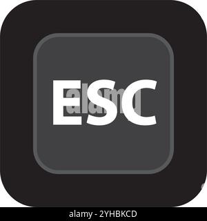 Esc (Escape) key icon. Keyboard button symbol, black and white outline ...