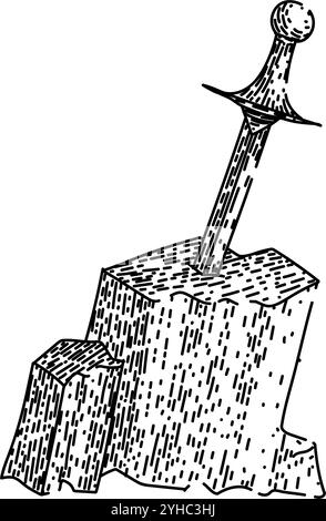 arthur sword stone sketch hand drawn vector Stock Vector Image & Art ...
