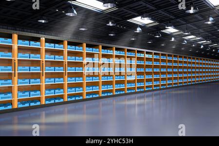 3d rendering warehouse interior with racks full of crates Stock Photo ...