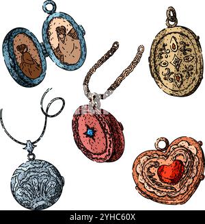 antique locket sketch hand drawn vector Stock Vector Image & Art - Alamy