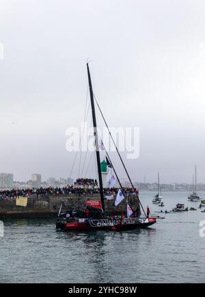 Charal, Jérémie Beyou at the start of the IMOCA sailing race Vendée ...
