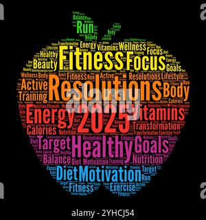 Healthy resolutions 2025 word cloud Stock Photo - Alamy