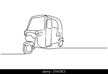 Single continuous line drawing Tuk Tuk Thailand is often used by ...
