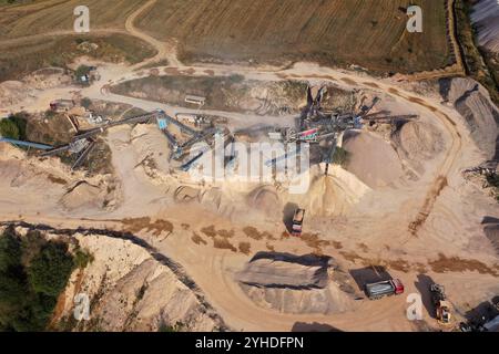 Sand Making Plant in mining quarry. Crushing factory, machines and ...