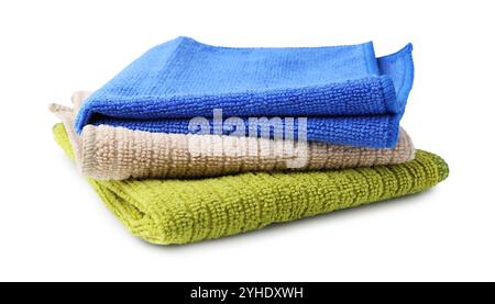 Stack of different microfiber cloths isolated on white Stock Photo - Alamy