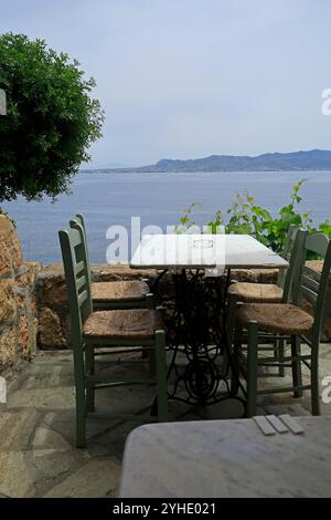 Small cafe by the sea, Agistri island, Saronic island group, Greece ...