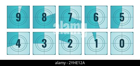 Countdown frames set. Old movie timer counter in filmstrip frame. Retro ...