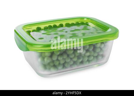 Frozen peas in container isolated on white Stock Photo - Alamy