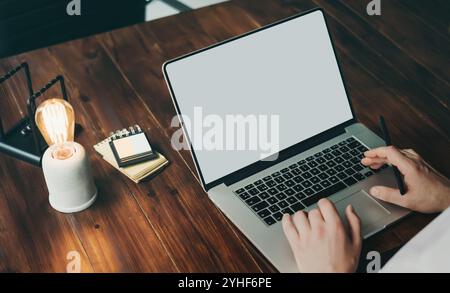 Modern computer monitor mockup with copyspace on the screen isolated on ...