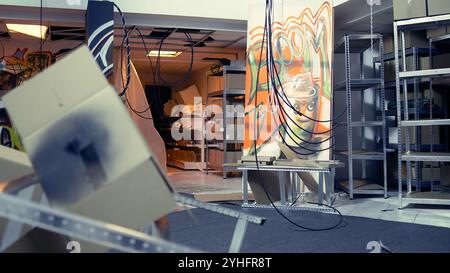 Empty ruined underground ghetto interior used by urban explorers ...