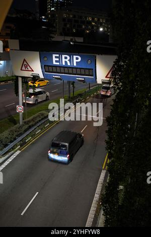 Gantry ERP road tax traffic management system in Singapore Asia.With ...