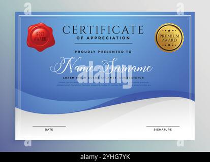 abstract blue wavy certificate template design Stock Vector Image & Art ...