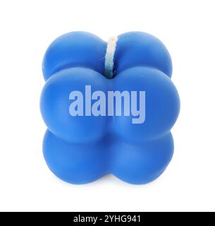One blue bubble candle isolated on white Stock Photo - Alamy