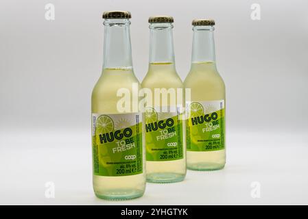Hugo by Italian Coop. Wine based flavored drink on white background ...