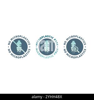 No microplastics vector label set. Microplastic and pollution icon ...