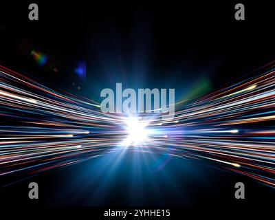 Shining glow and a group of fireball rays moving briskly Stock Photo ...
