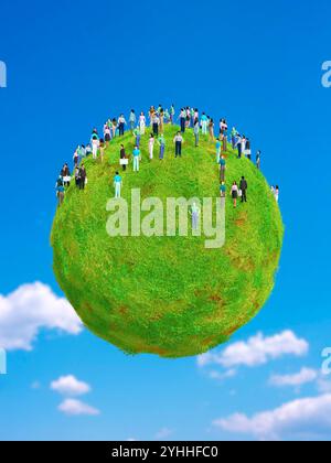 Grass-covered sphere where people gather Stock Photo - Alamy