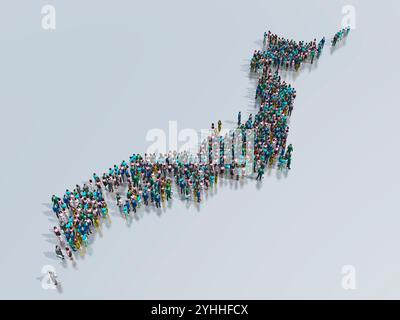 Map of Japan formed by crowds Stock Photo - Alamy