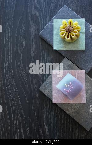 Japanese sweets on a square dish Stock Photo - Alamy