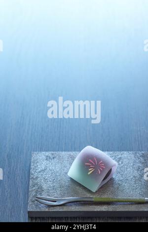 Japanese sweets on a square dish Stock Photo - Alamy