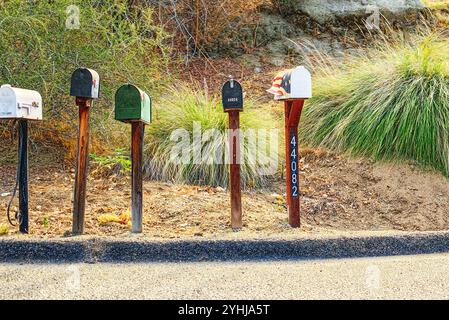 American mailboxes along roads, freeways on the side of the road Stock ...