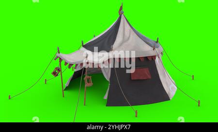 stylized medieval tent with green background Stock Photo - Alamy