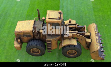 Yellow Bulldozer on Stadium 4k photos Stock Photo - Alamy