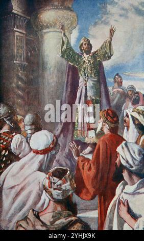 Illustration of the Prayer of King Solomon - after Solomon finished ...