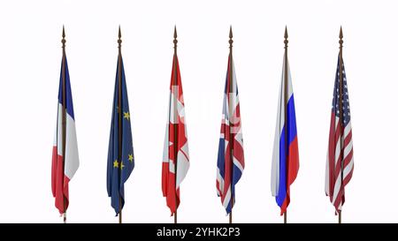 Six country flag with different angle view Stock Photo - Alamy