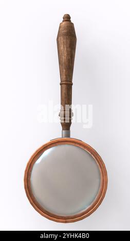 wooden magnifying glass with white background Stock Photo - Alamy