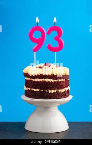 Birthday cake with candle number 93 - Coral fusion background Stock ...