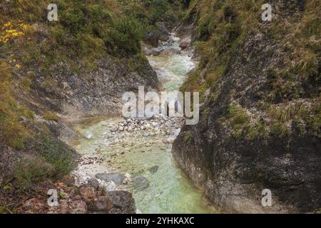 Almbach Gorge in fall, Berchtesgadener Land, Bavaria, Germany Stock ...