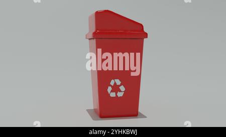 Red Recycling Bin Box with white background Stock Photo - Alamy