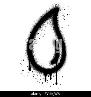 Water drop icon graffiti with black spray paint. vector illustration ...